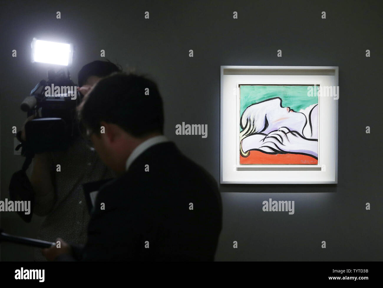 A painting by Pablo Picasso titled Le Repos is on display at a media ...