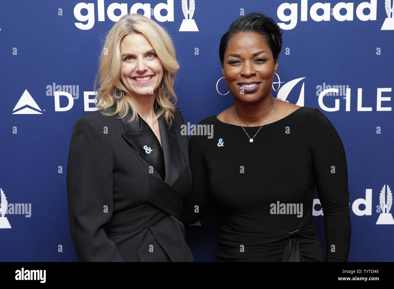 Glaad CEO and President Sarah Kate Ellis and Pamela Stewart arrive on ...