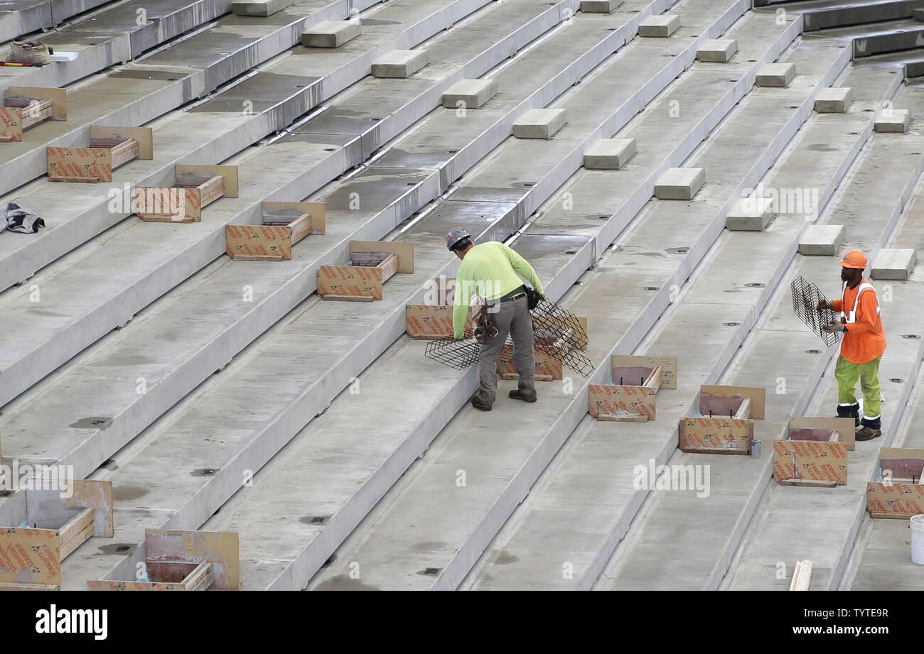Construction continues on the new Louis Armstrong Stadium on the site ...