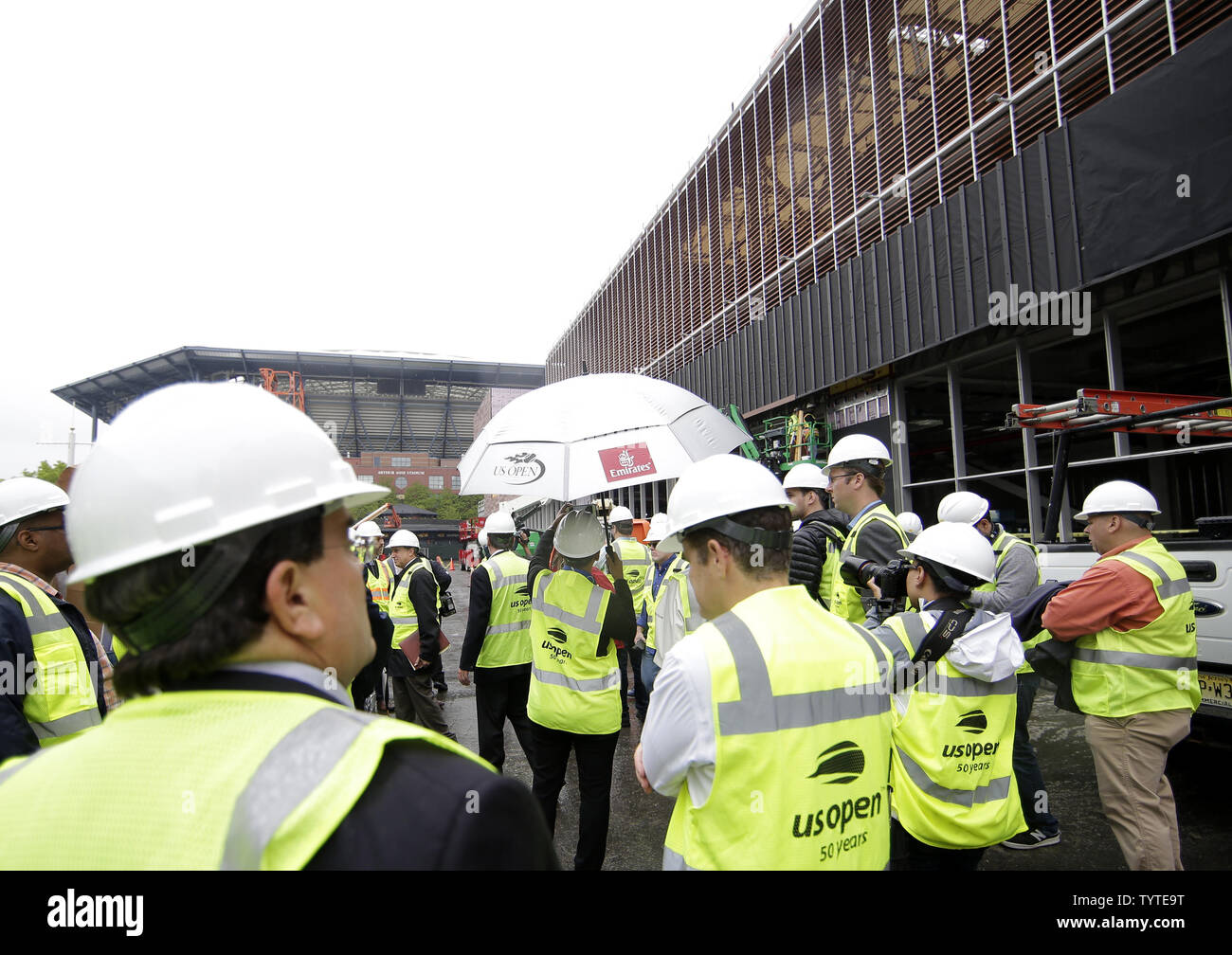 Construction continues on the new Louis Armstrong Stadium on the site ...