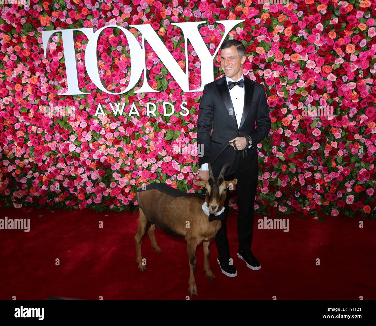 Sparky the goat arrives on the red carpet at the 72nd Annual Tony ...