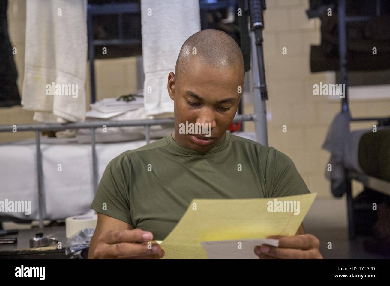 U.S. Marine Corps Rct. Clifton Redmon with Platoon 3002, Company K ...
