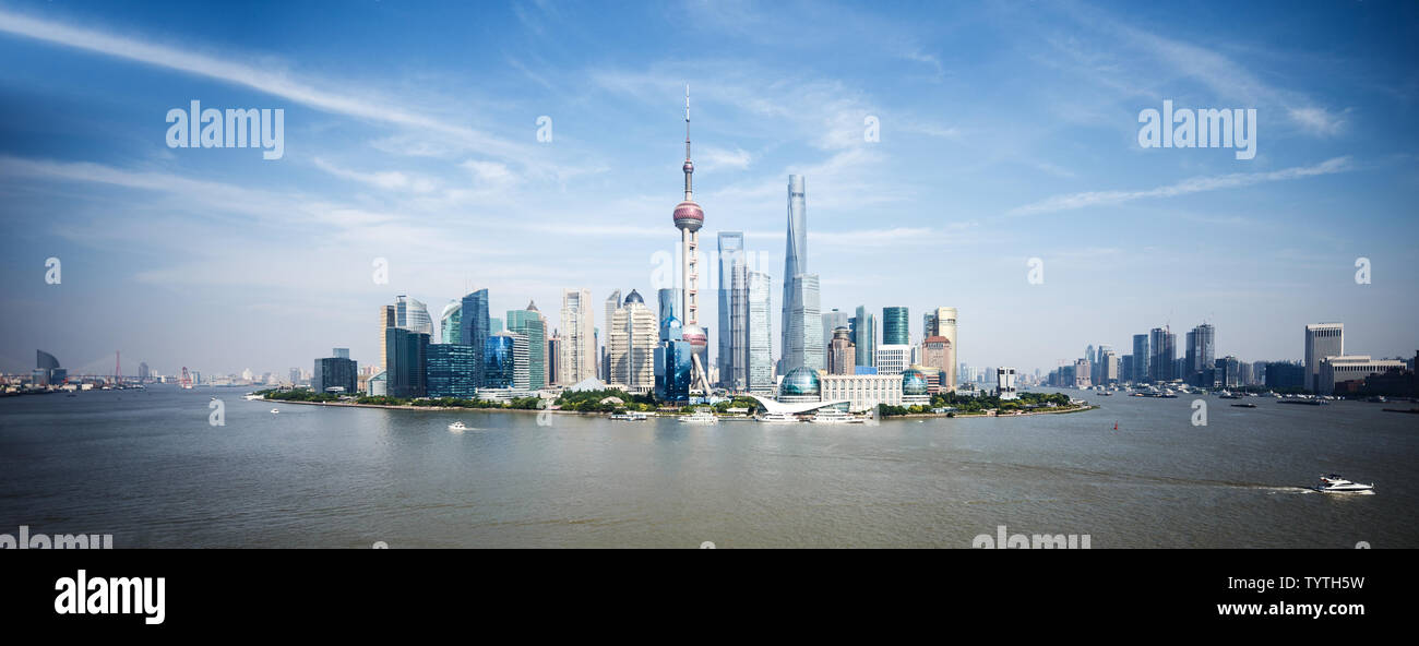panoramic skyline of shanghai and landmarks Stock Photo - Alamy