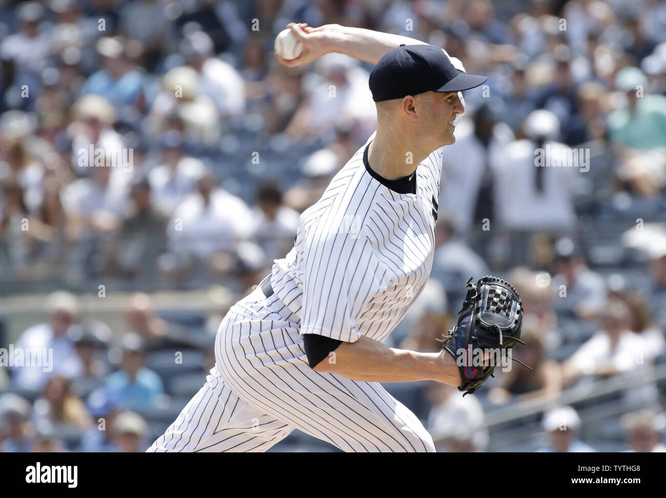 New York Yankees starting pitcher Burch Smith throws a pitch in the ...