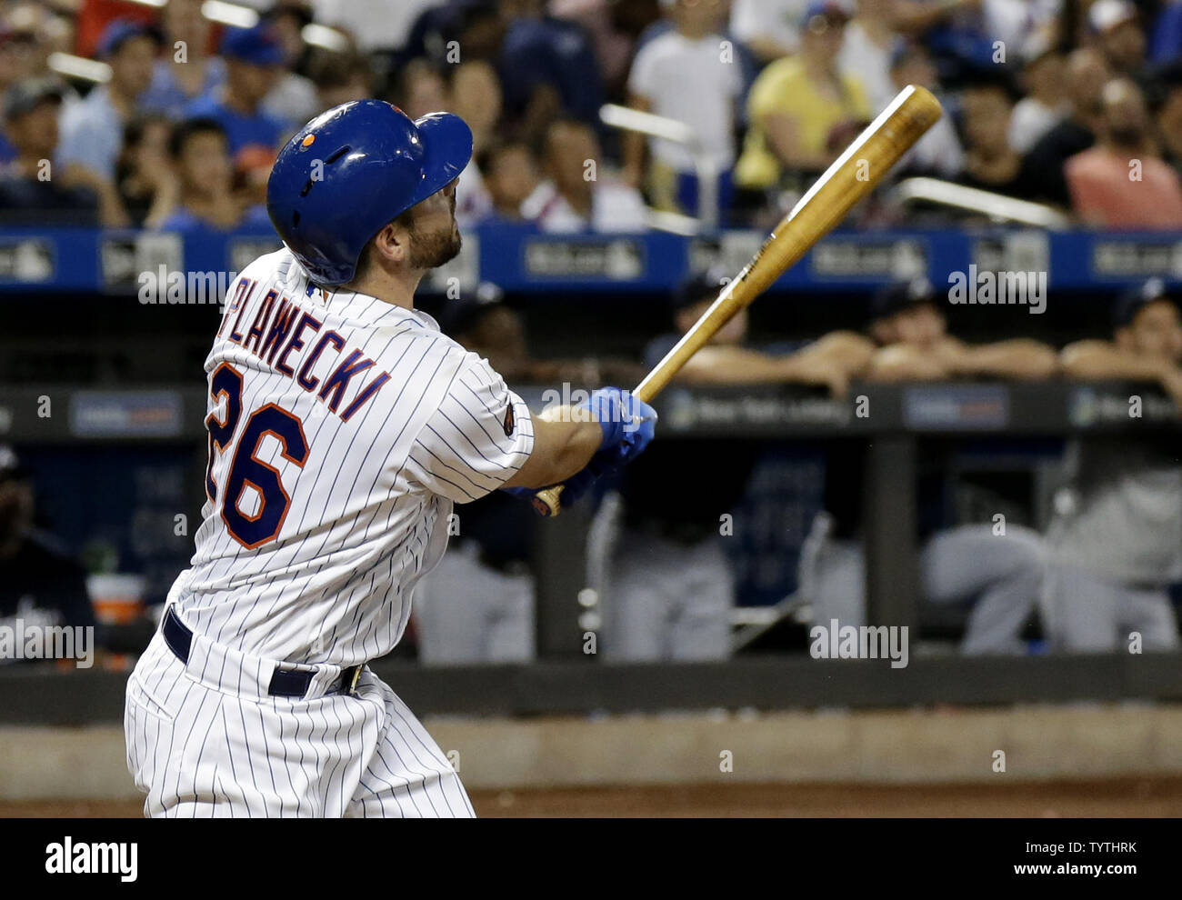 New York Mets Kevin Plawecki drives in a run with a sac fly in the 6th ...