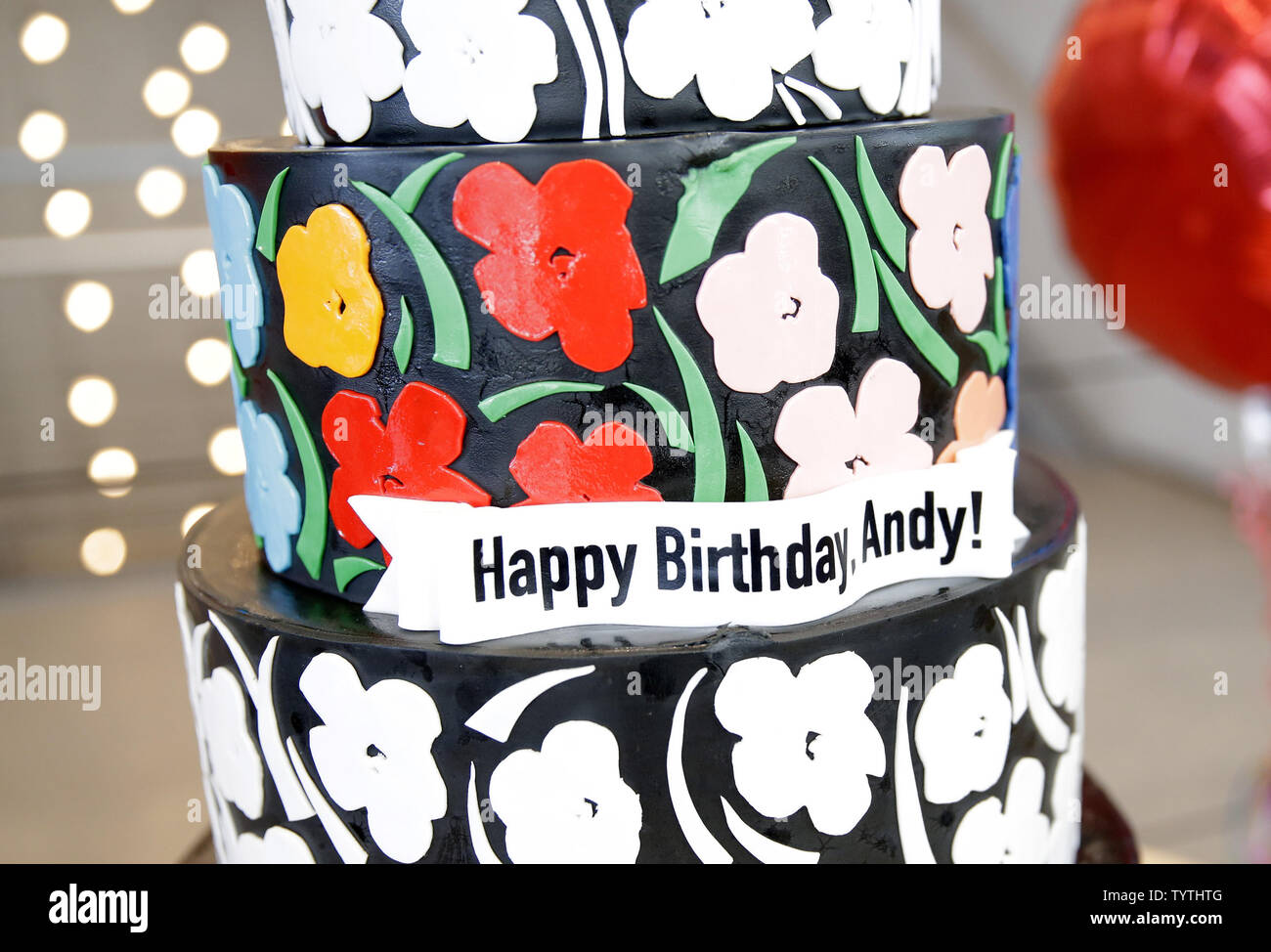 A Happy Birthday Andy tag sits on a cake when The Whitney Museum of ...