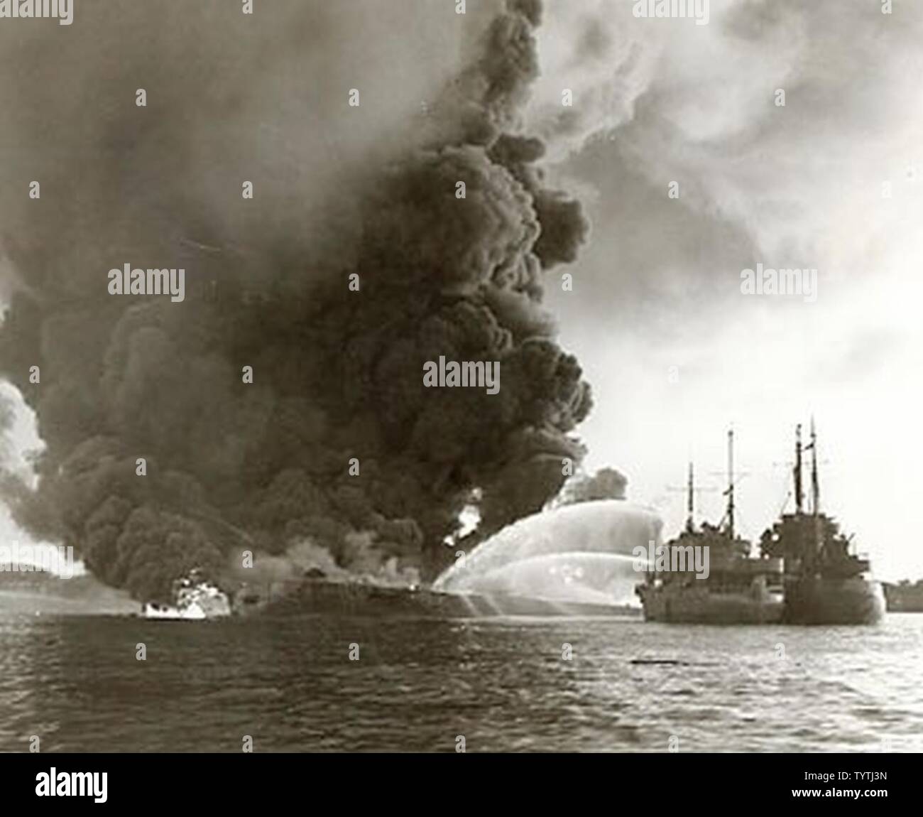 Aftermath of the catastrophic explosion at West Loch in Pearl Harbor ...