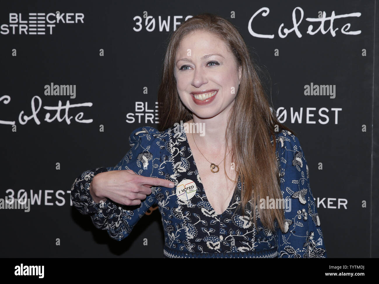 Chelsea Clinton arrives on the red carpet at the New York screening of ...