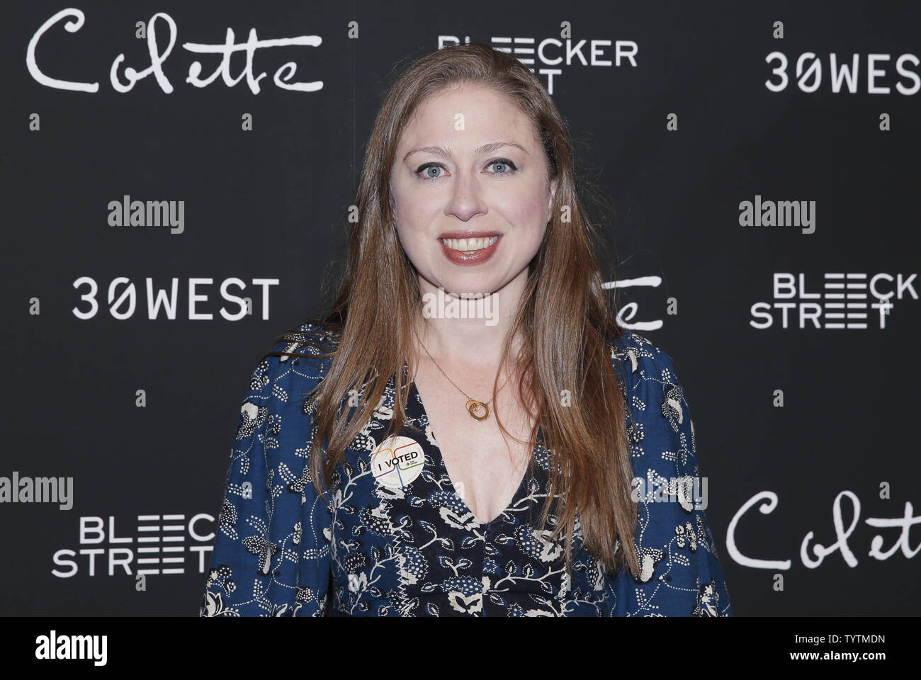 Chelsea Clinton arrives on the red carpet at the New York screening of ...