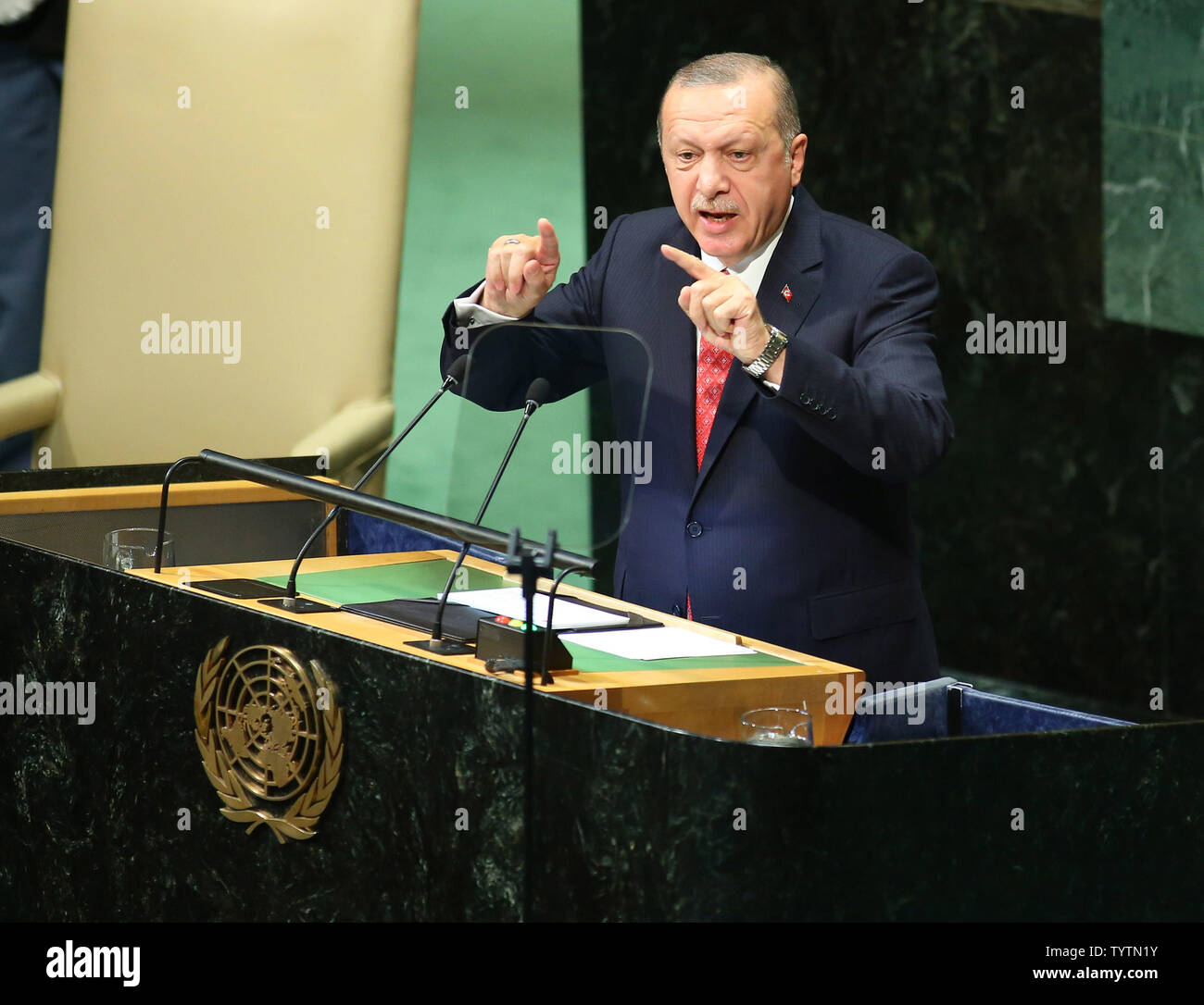 Recep Tayyip Erdogan, president of Turkey, speaks at the 73rd General ...