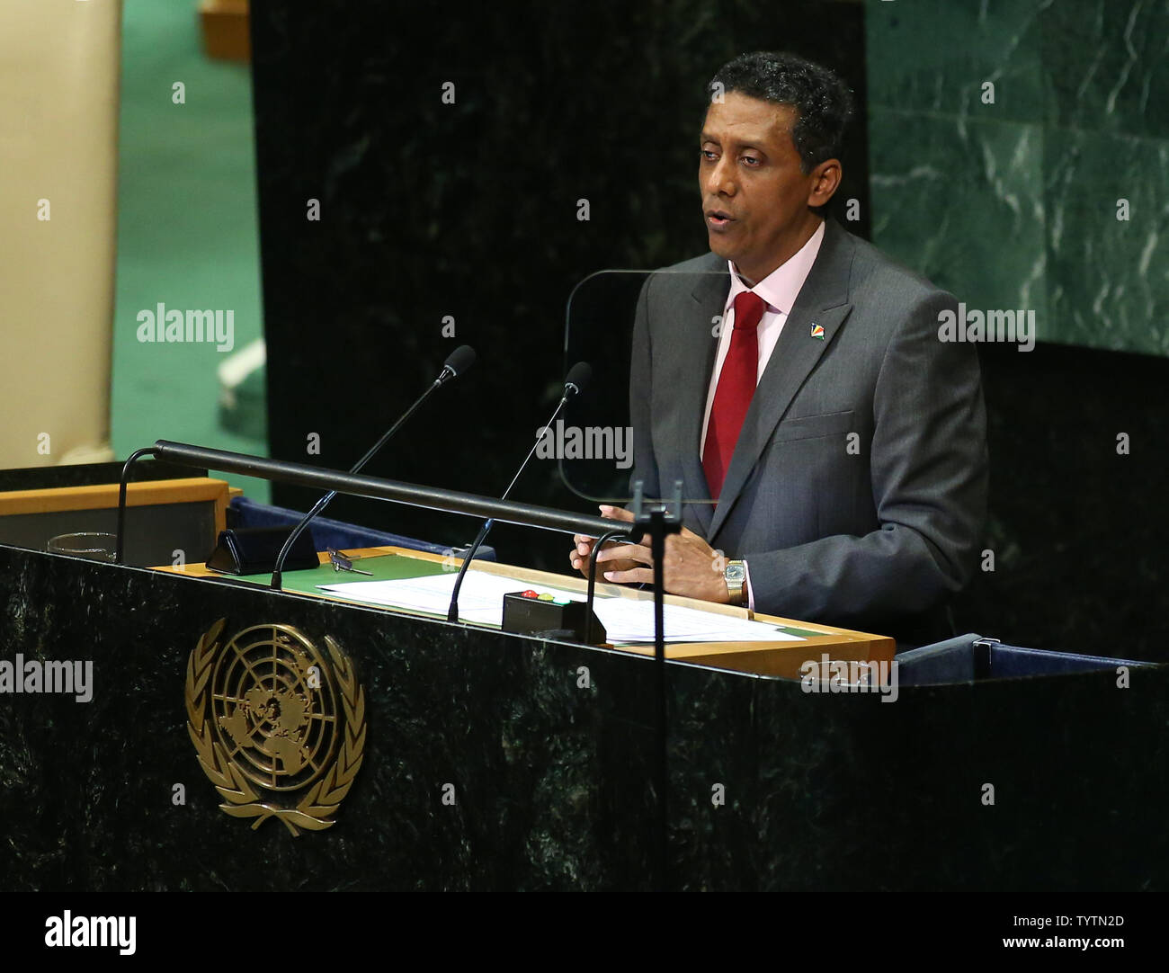 Danny Faure, president of Seychelles, speaks at the 73rd General Debate ...