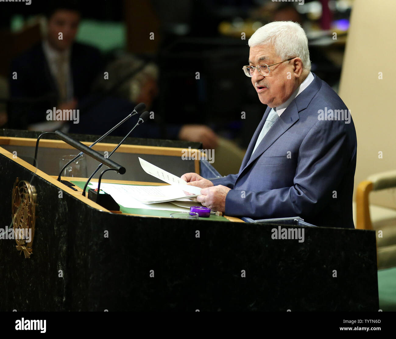 Mahmoud Abbas, president of Palestine, speaks at the 73rd General ...