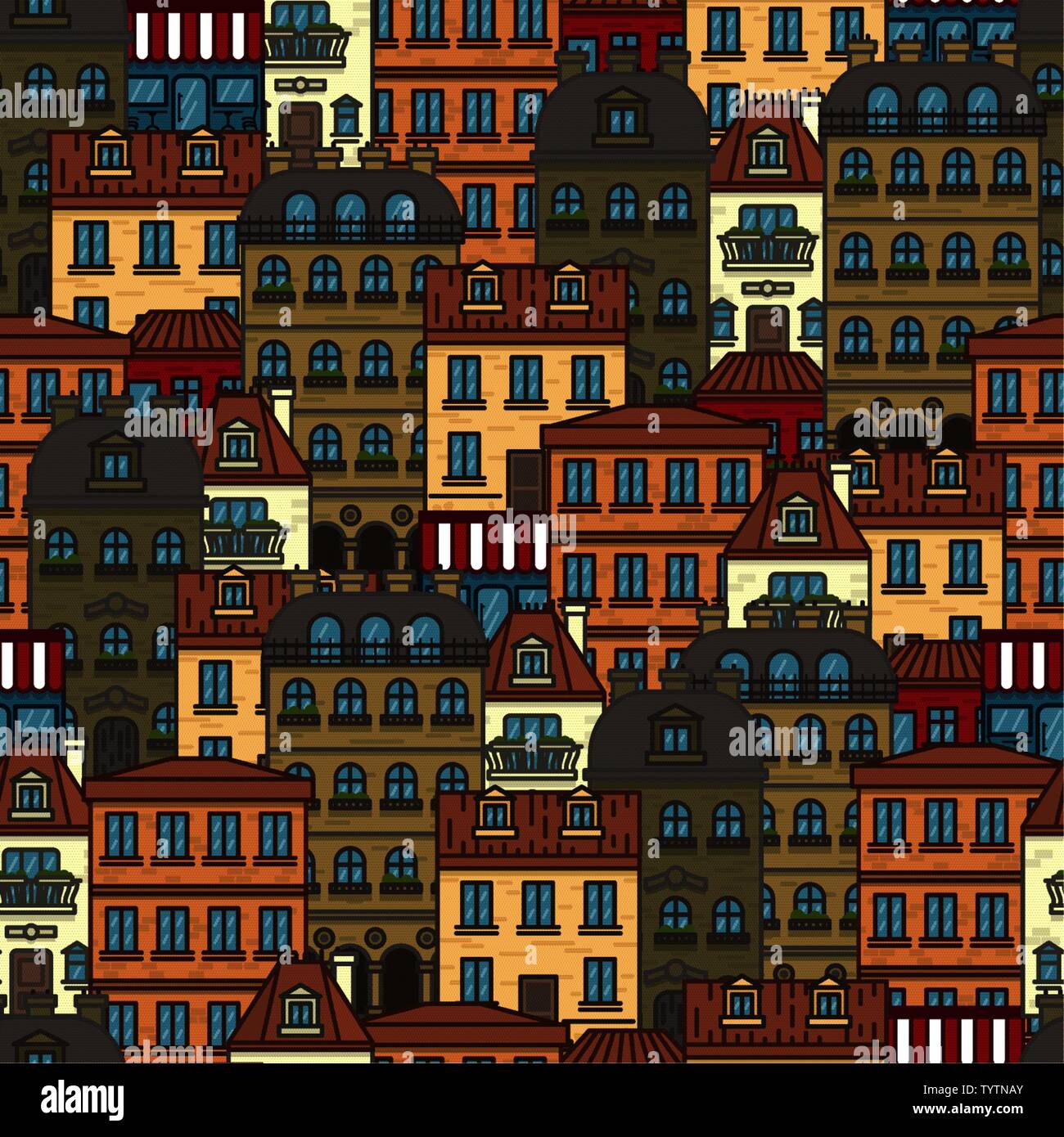 seamless pattern with houses and buildings of Paris. vector ...