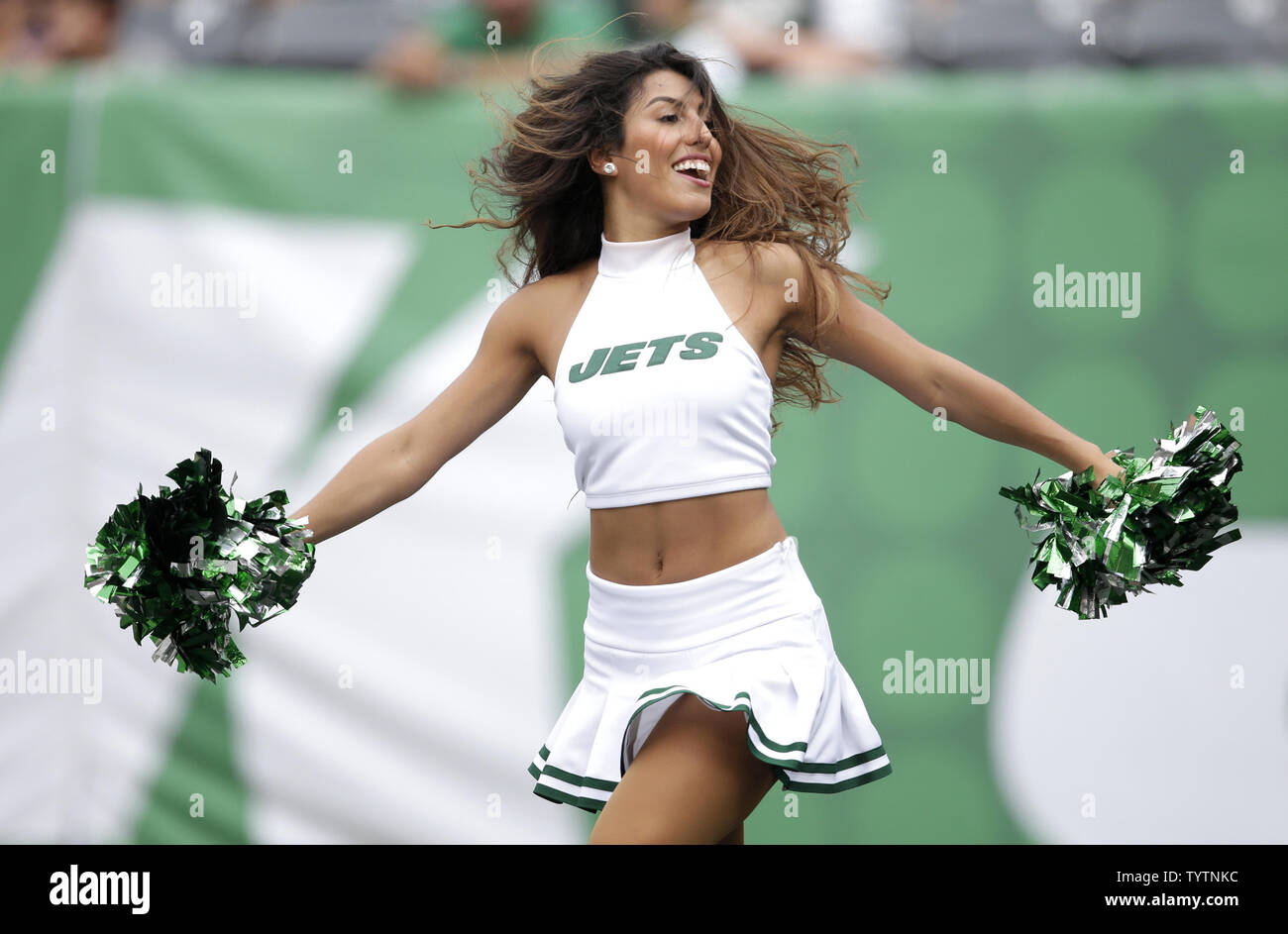The New York Jets Flightcrew Cheerleaders perform when the Denver ...