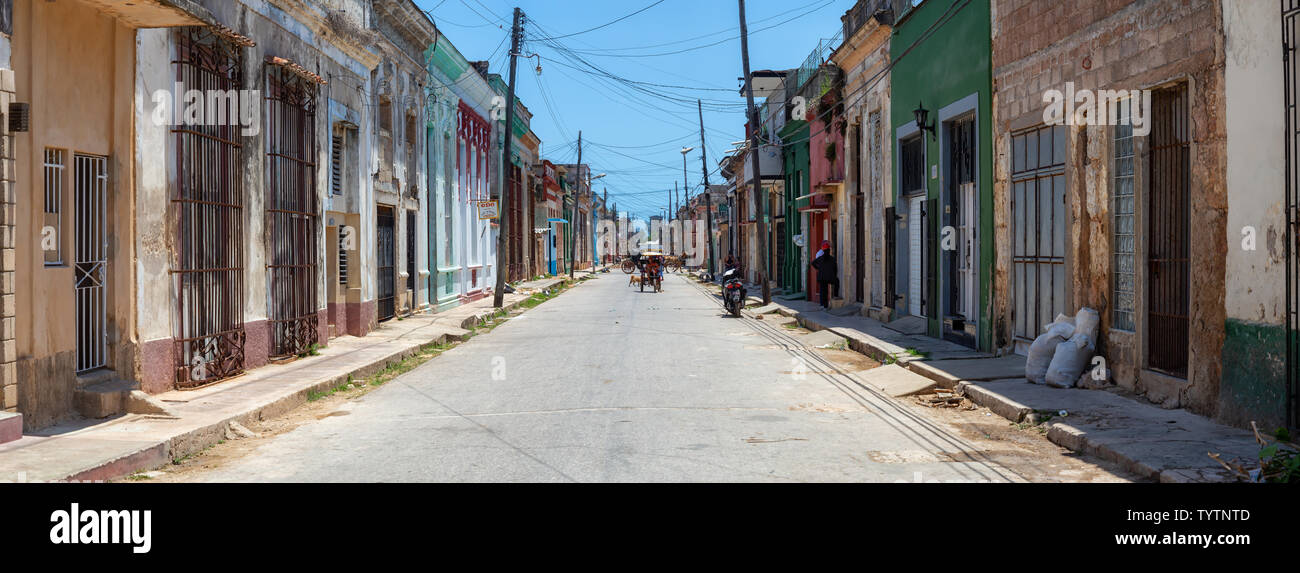Cardenas, Cuba - May 11, 2018: Panoramic Street view of an Old Cuban ...