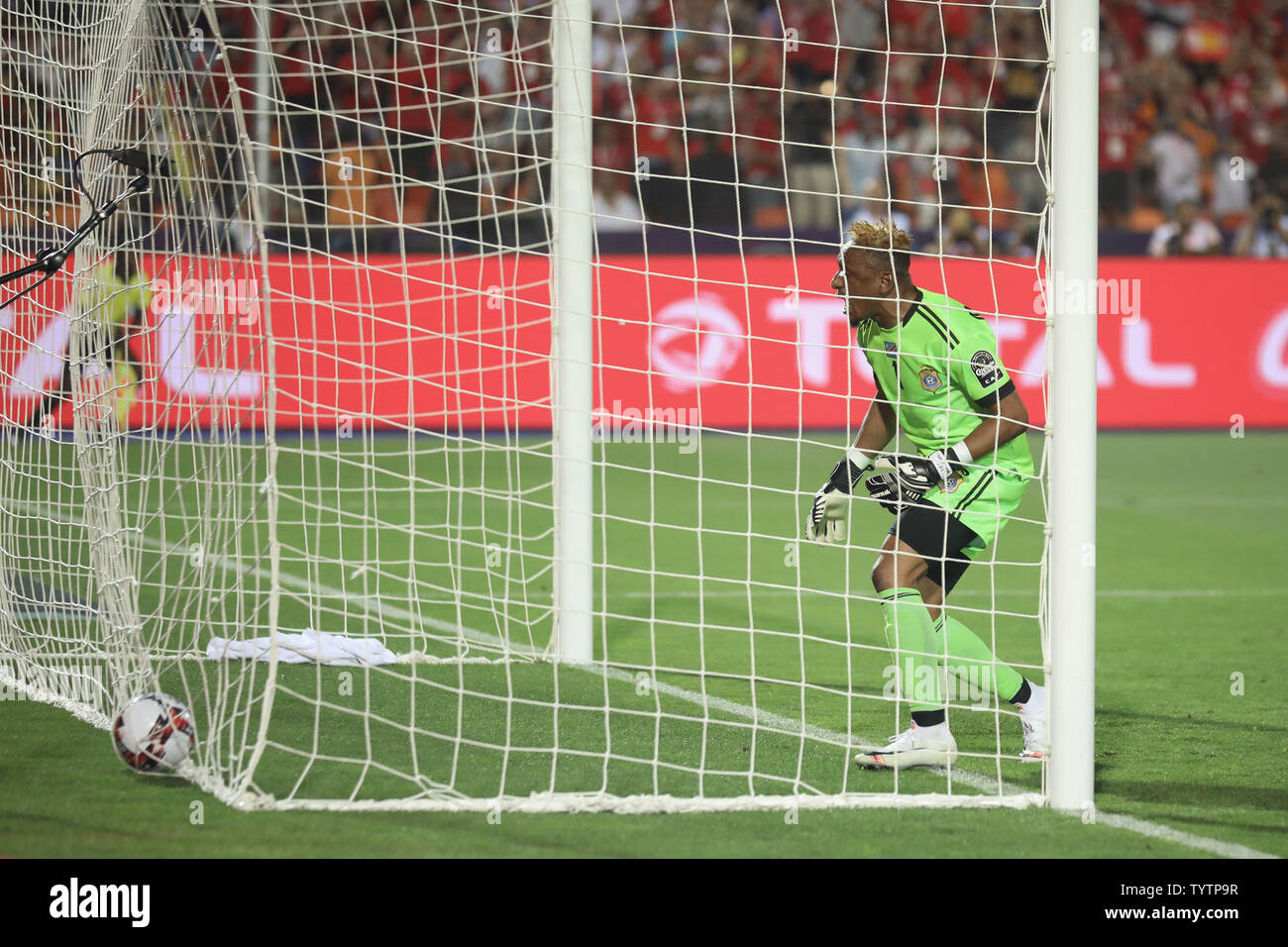 Cairo, Egypt. 26th June, 2019. DR Congo goalkeeper Ley Matampi reacts ...