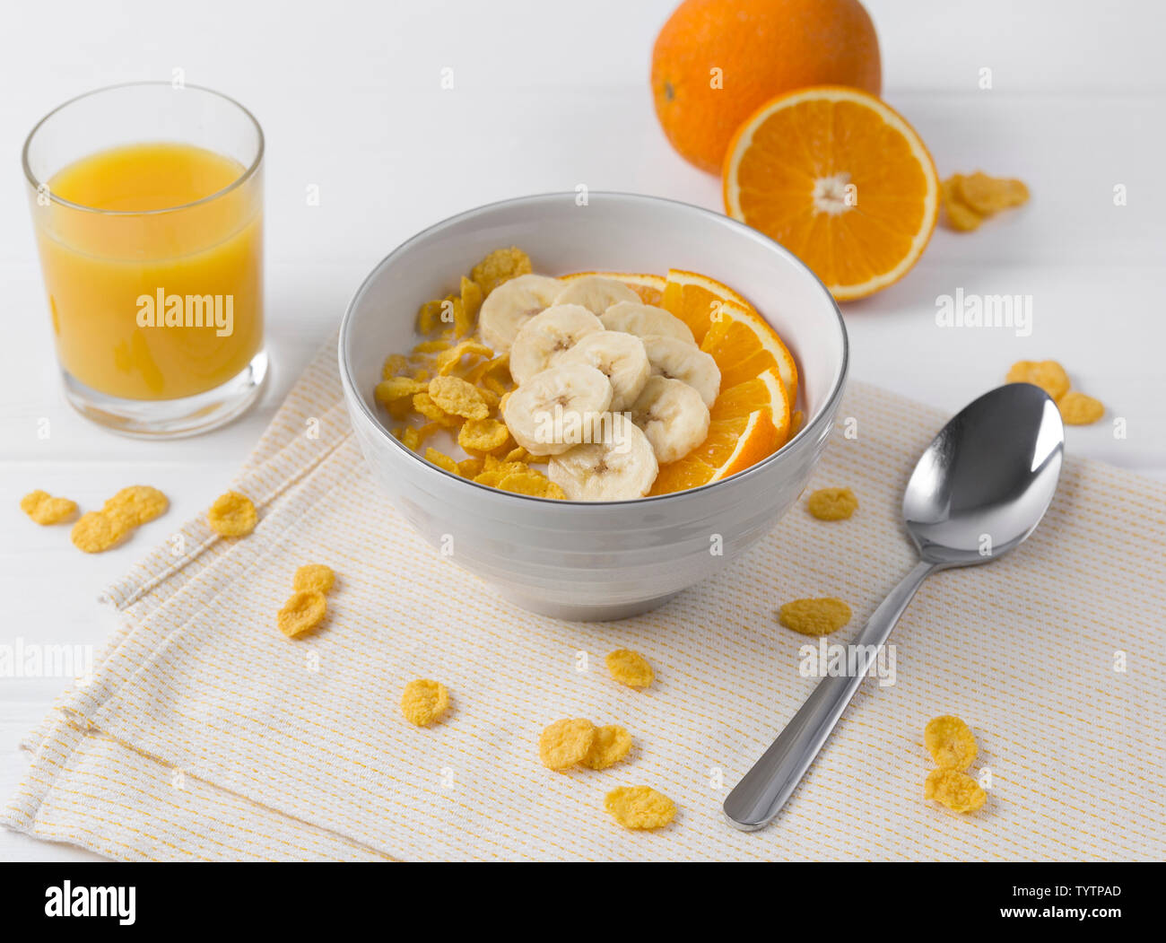Milk orange juice cornflakes breakfast hi-res stock photography and ...