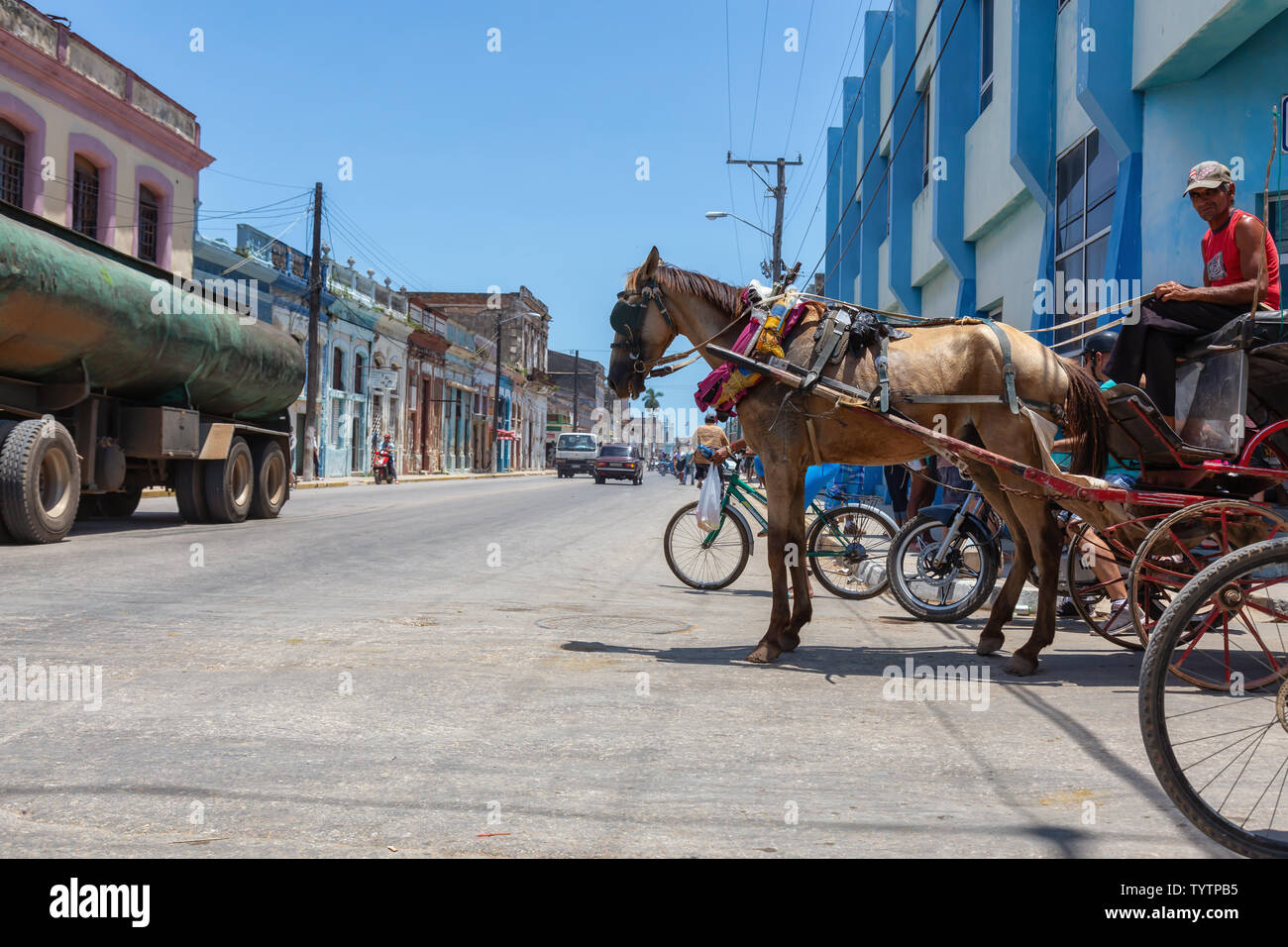 Cardenas, Cuba - May 11, 2018: Street view of an Old Cuban Town near ...