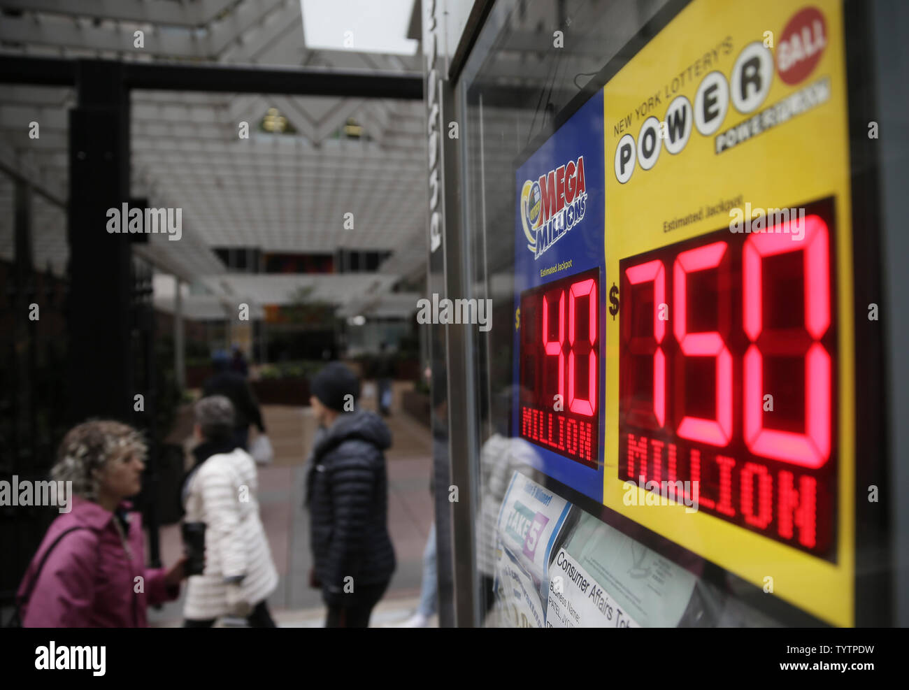 A Manhattan digital sign displays this Saturday's Powerball jackpot ...