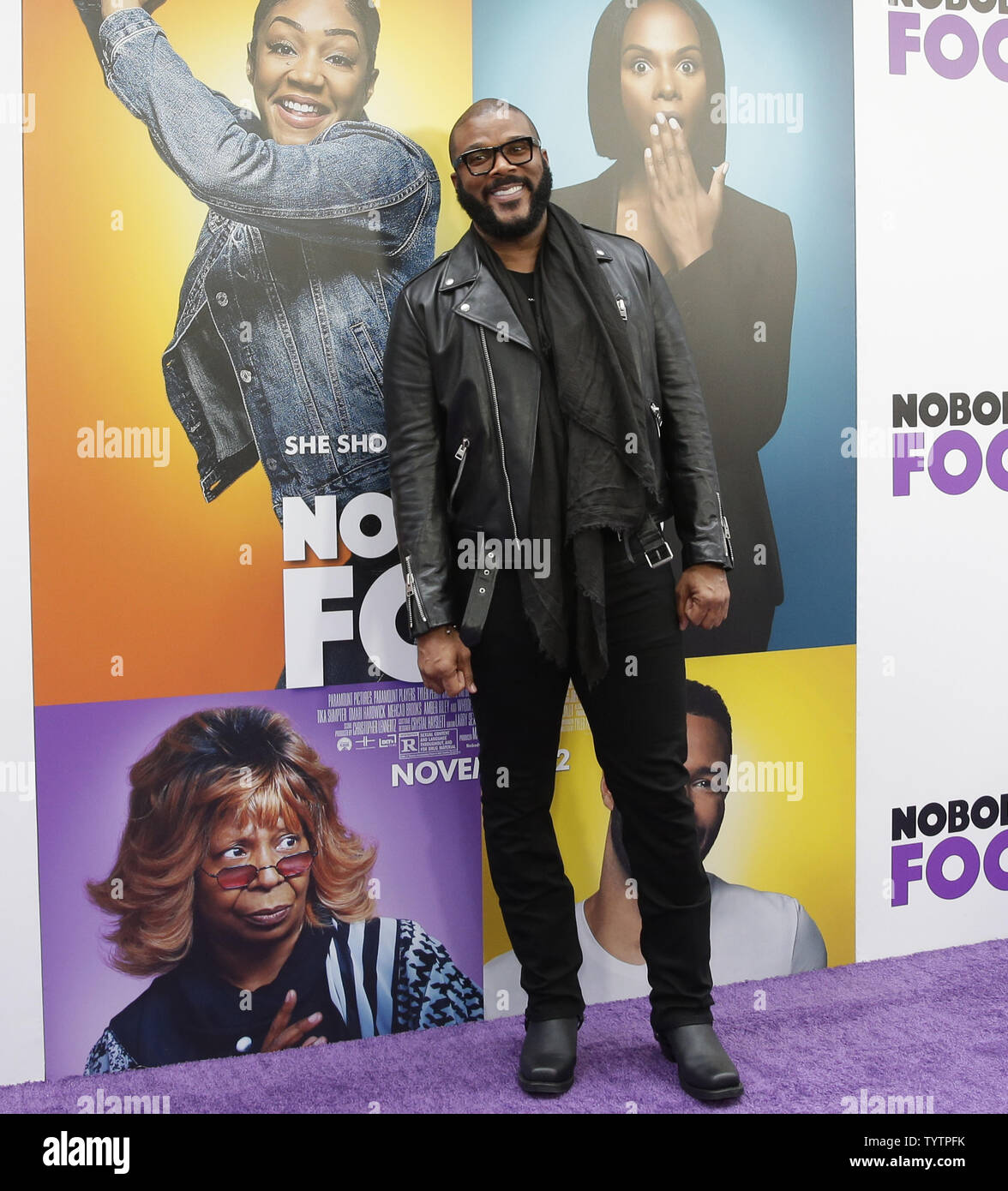 Tyler Perry arrives on the red carpet at the world premiere of 'Nobody ...