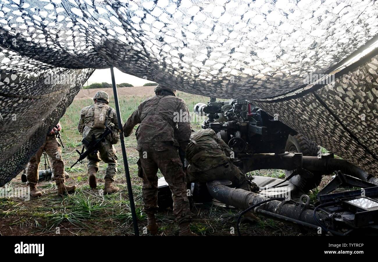 U.S. Army artillerymen assigned to 4th Battalion, 319th Airborne Field ...