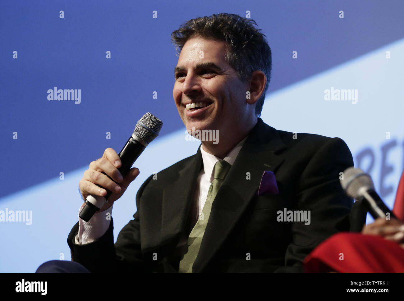 Lead Producer Alan Elliott speaks at a Q&A session at the World ...