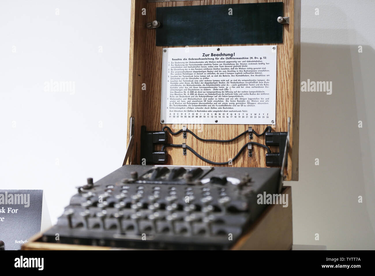 A fully operational Three-Rotor Enigma Cipher Machine is on display at ...