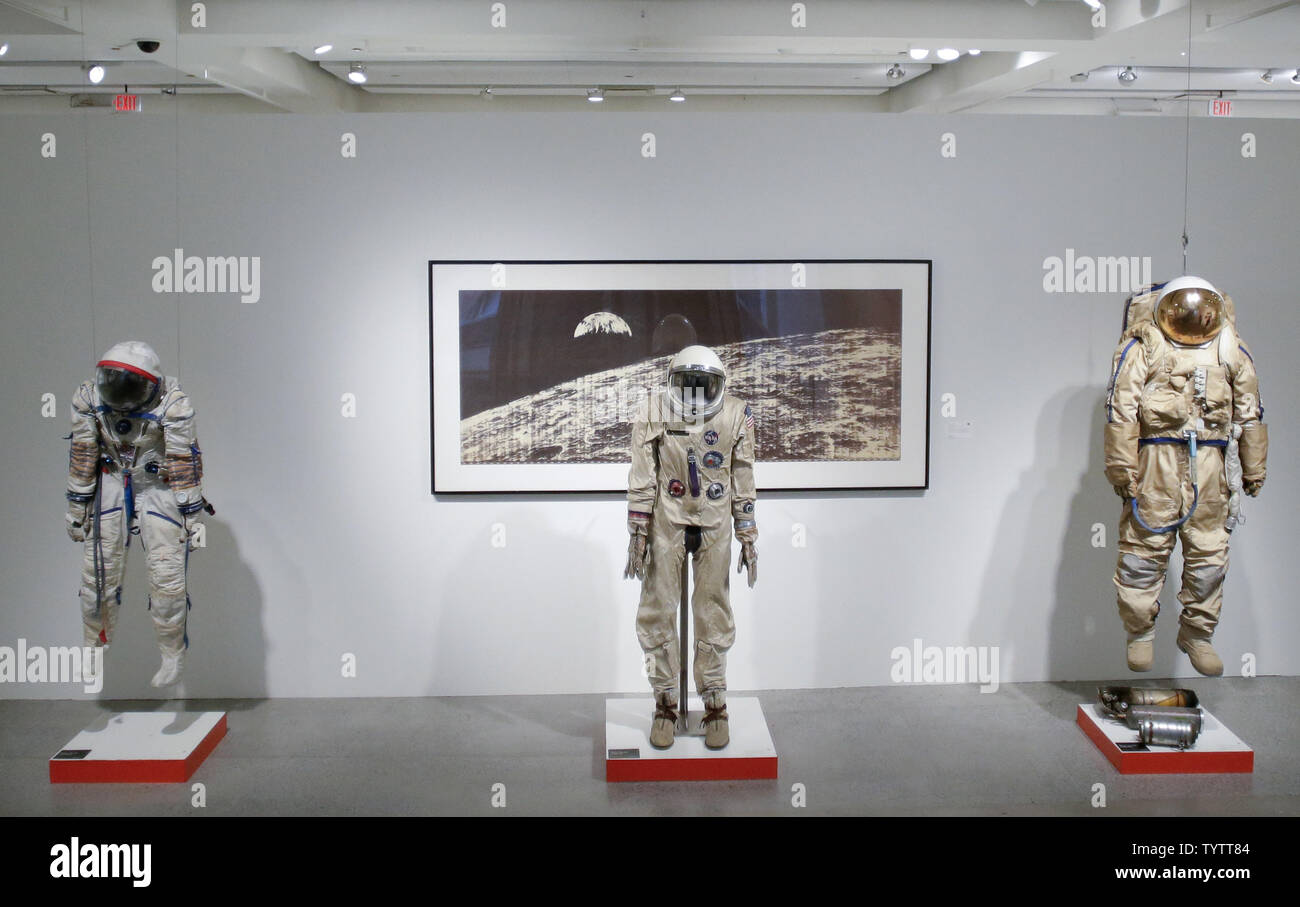 A Complete Gemini Spacesuit along with other space suits are on display ...