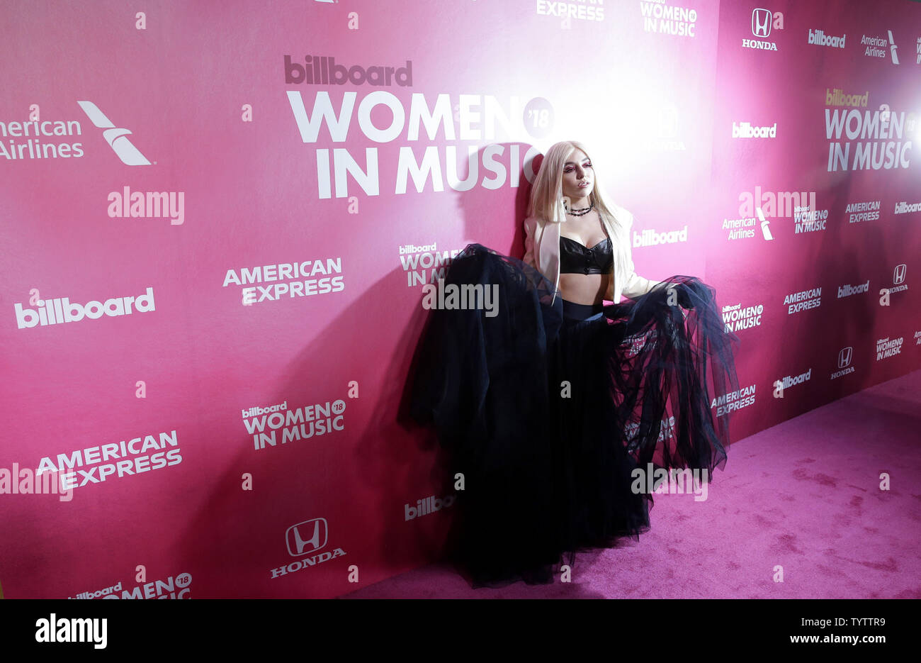Ava Max arrives on the red carpet at the Billboard Women In Music 2018 ...