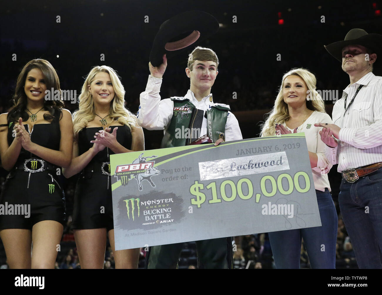 Jess Lockwood celebrates after winning the Professional Bull Riders ...