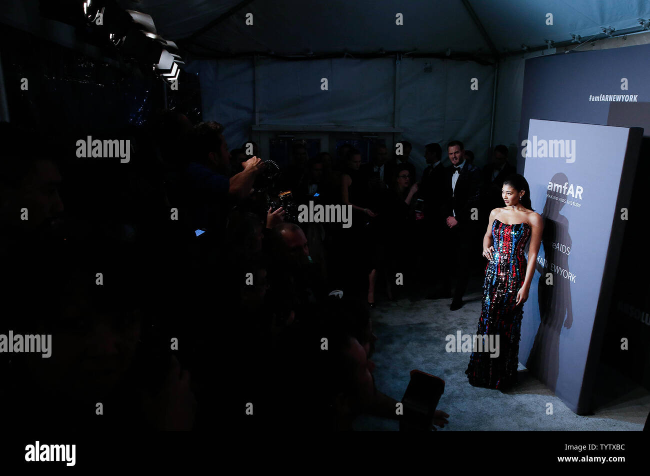 Danielle Herrington arrives on the red carpet at the amfAR New York ...