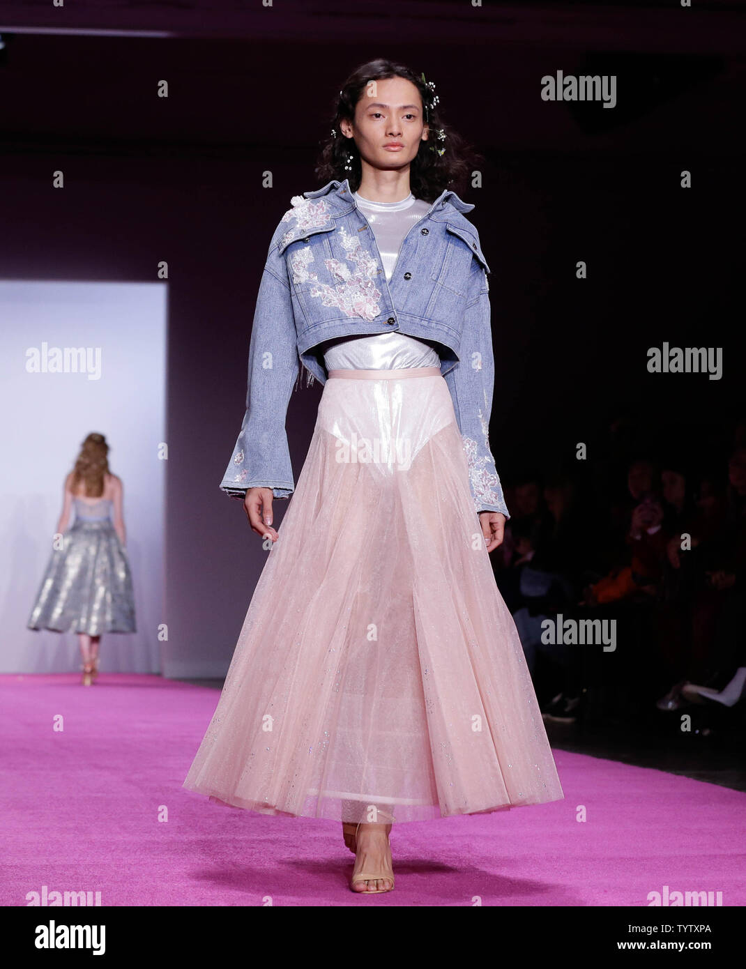 A model walks on the runway for the Lanyu fashion show during New York ...