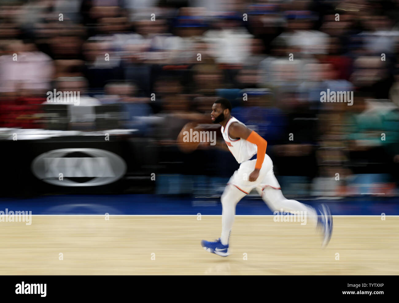 New York Knicks Kadeem Allen brings the basketball up the court in the ...