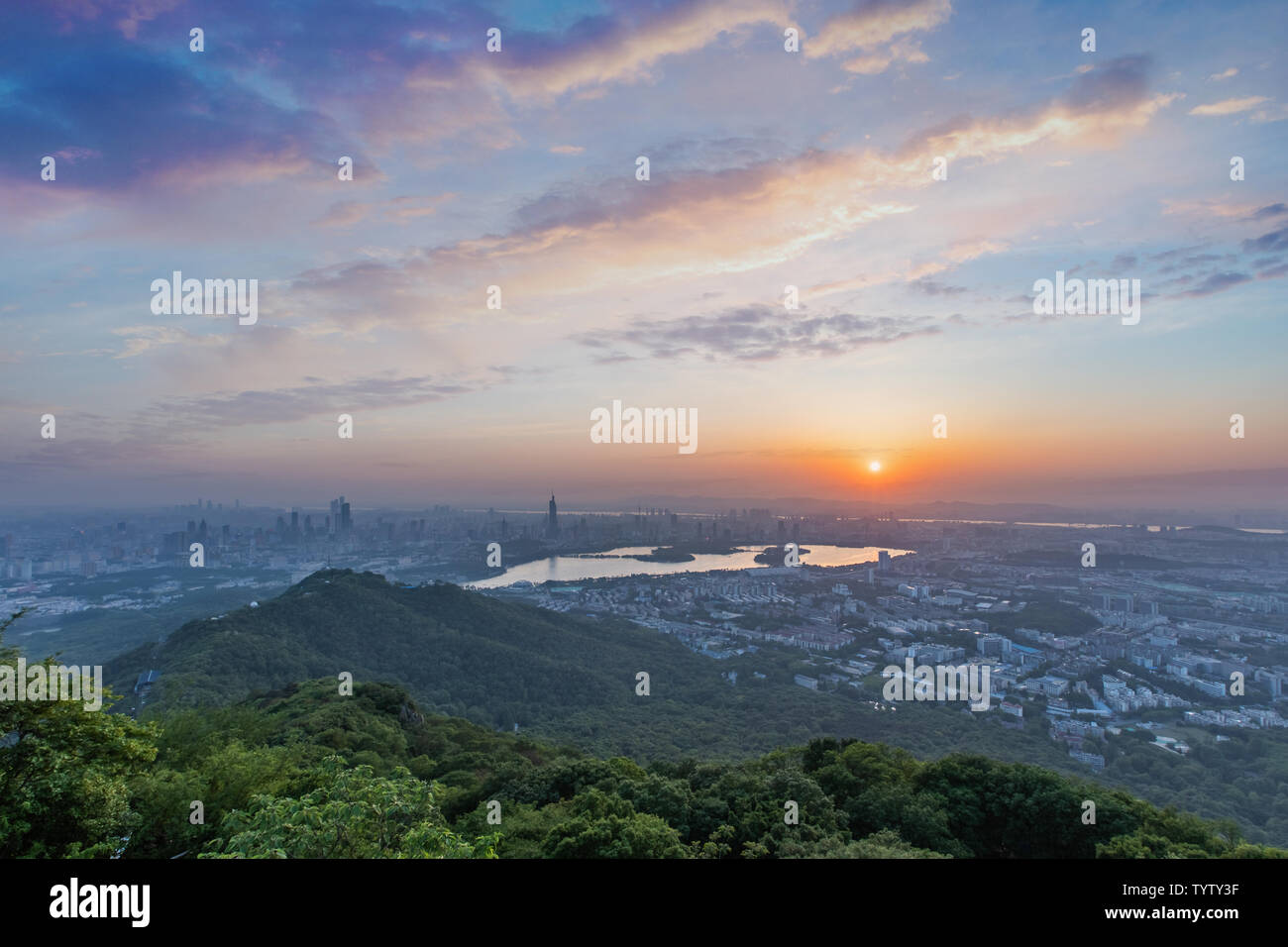 Night view and sunset of Nanjing city Stock Photo - Alamy