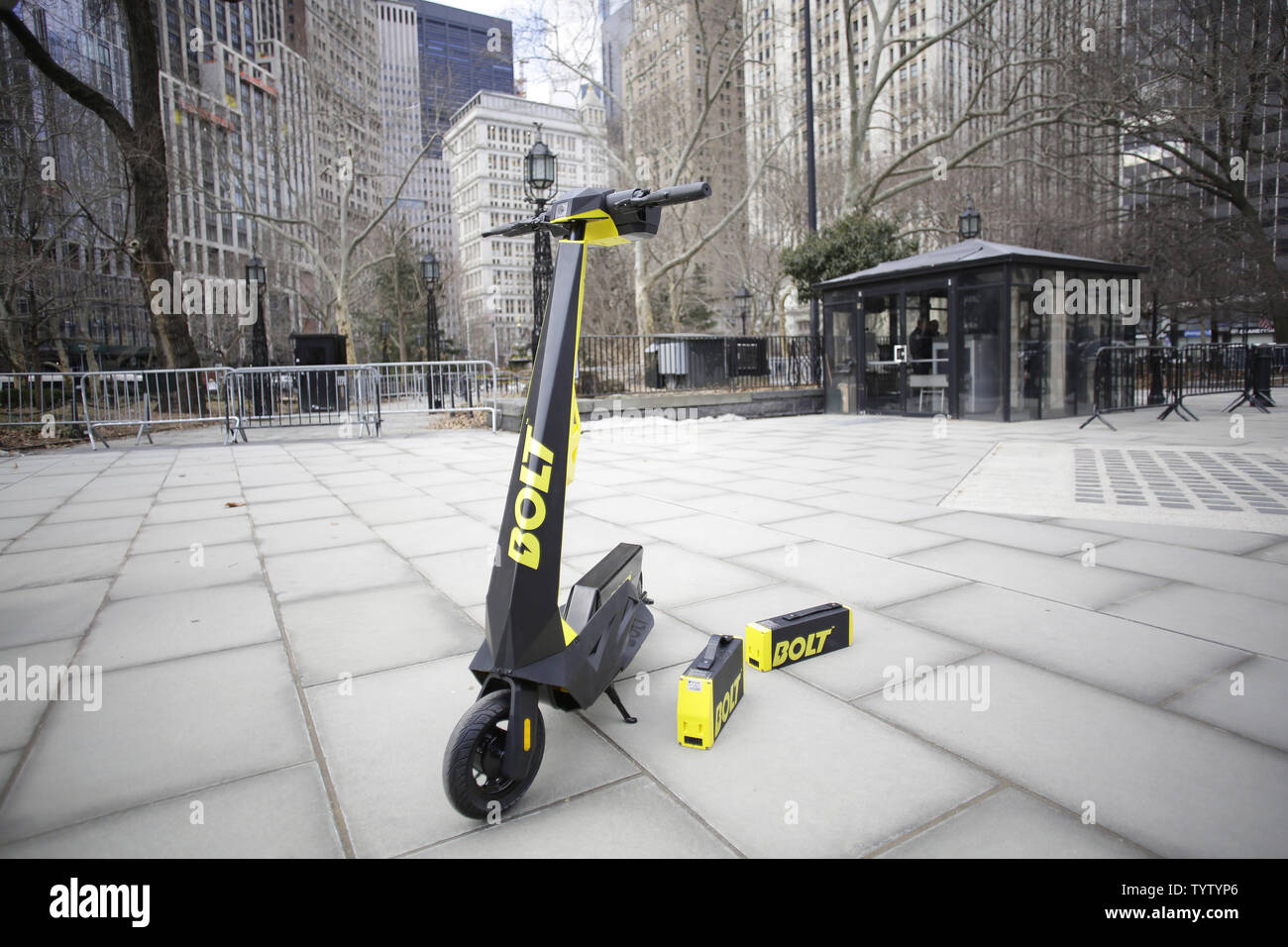 The new Bolt Mobility personal electric scooter is displayed outside of ...