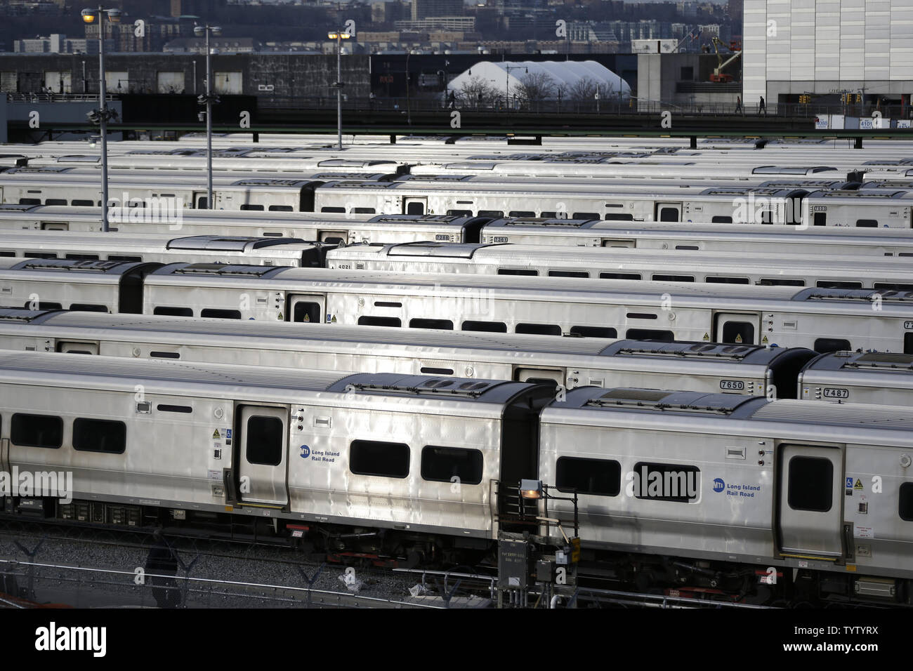 Trains are parked near the West Side Highway before the Grand Opening ...