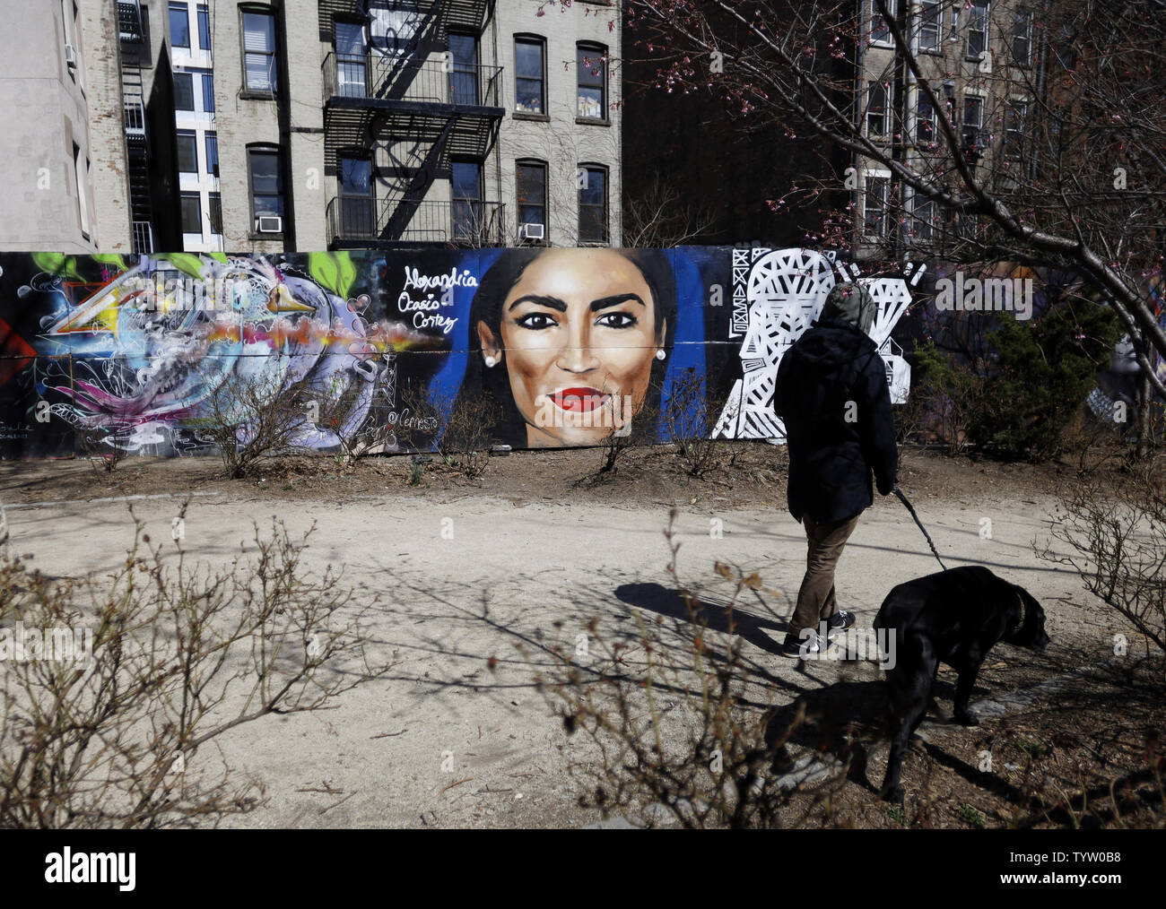 A mural of U.S. Representative Alexandria Ocasio-Cortez from artist ...