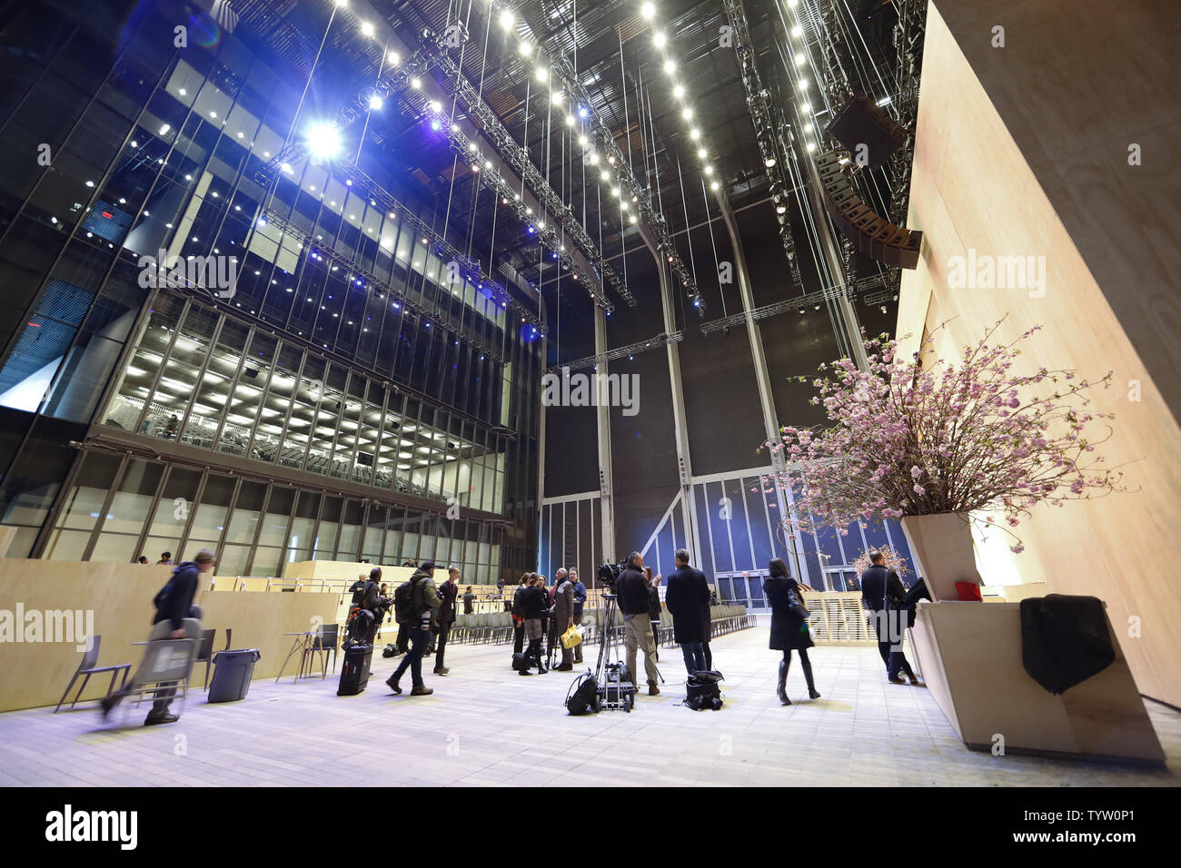 Meida surround the McCourt Performance Space at a press preview inside ...