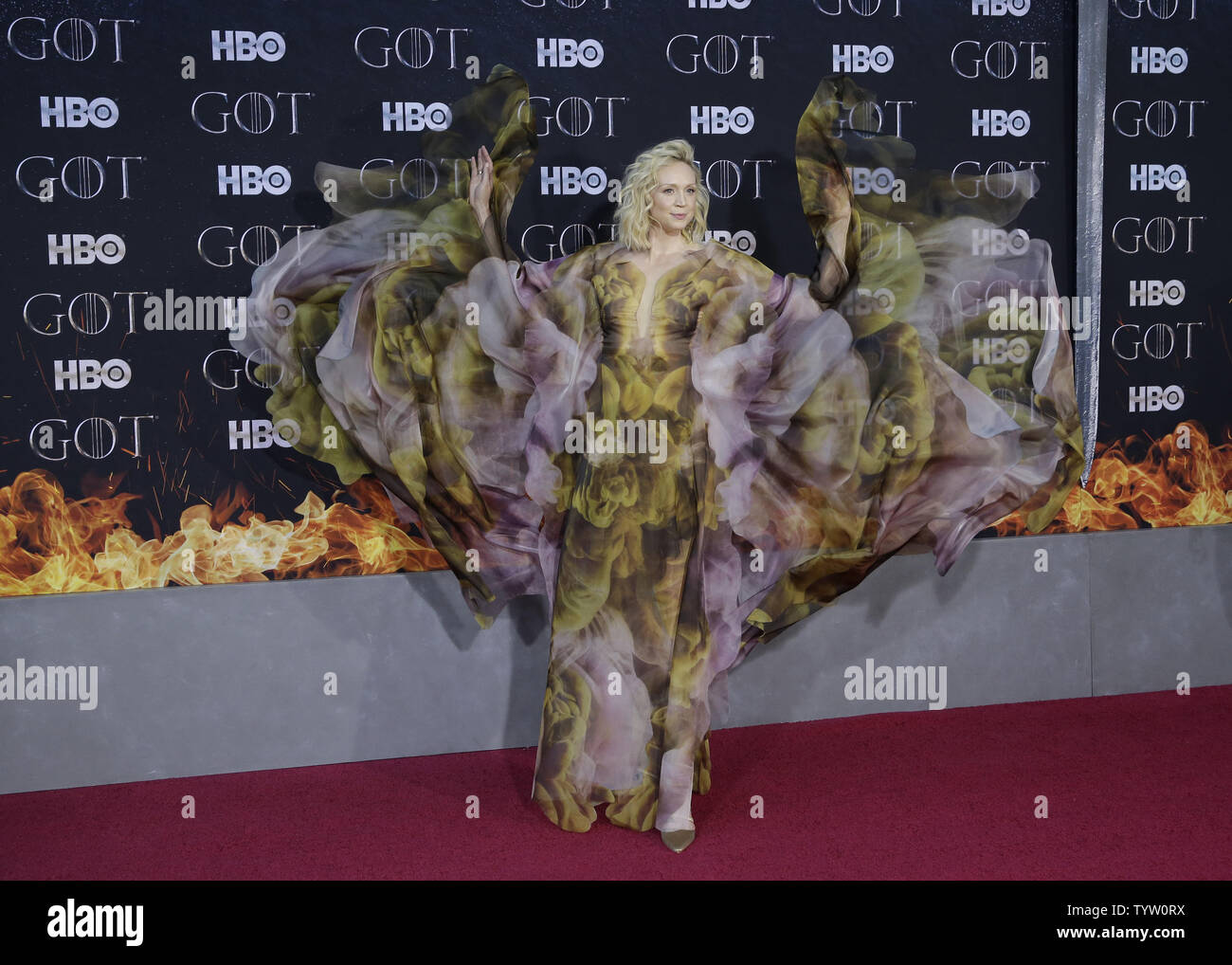 Gwendoline Christie arrives on the red carpet at the Season 8 premiere ...