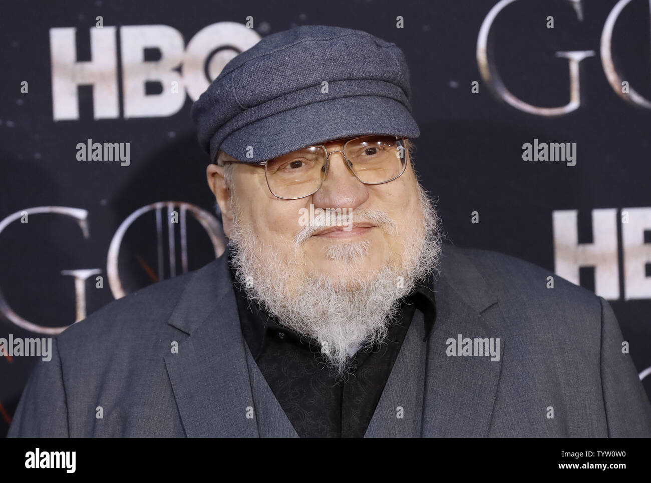 George R.R. Martin arrives on the red carpet at the Season 8 premiere ...