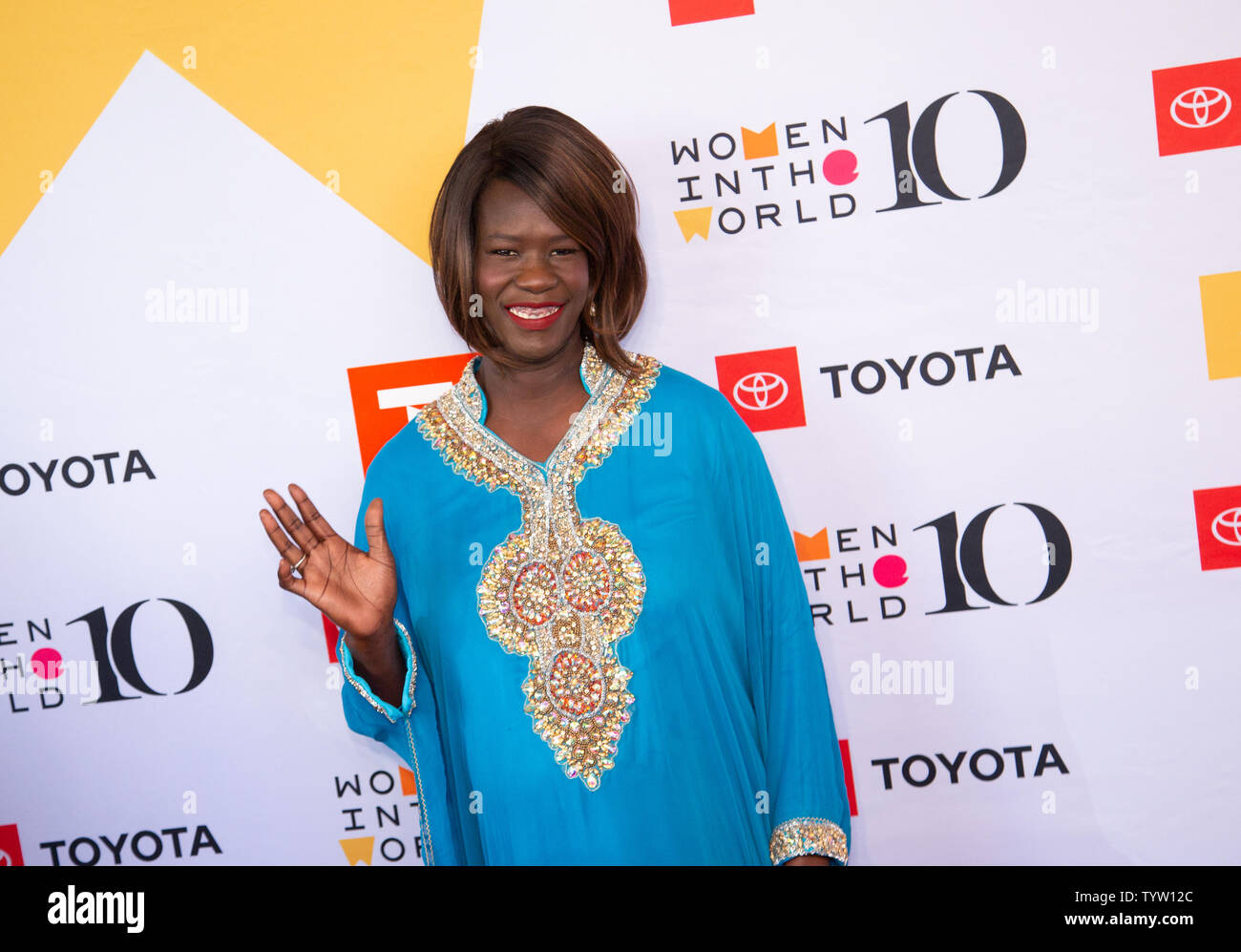 Nya arrives on the red carpet at Women in the World Summit Opening ...