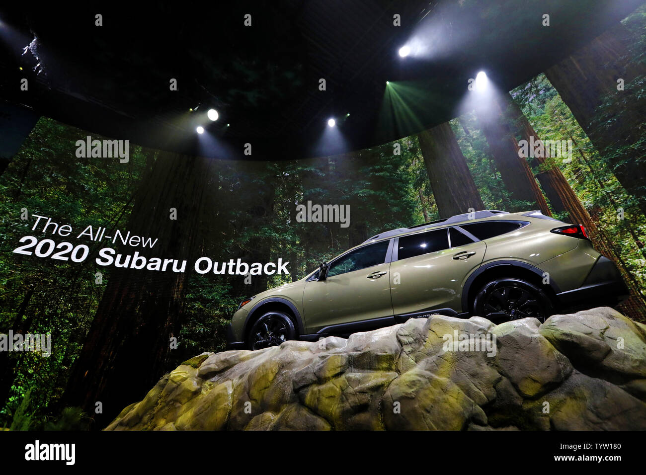 The 2020 Subaru Outback on display at the Subaru pavilion at the 2019 ...