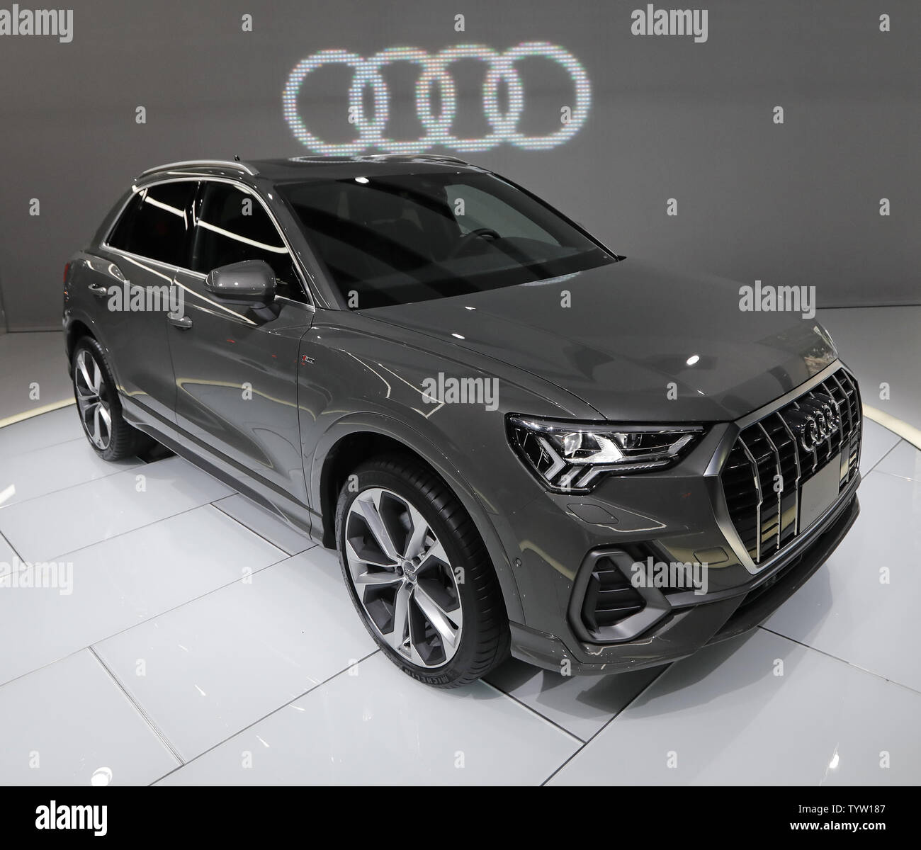 The 2019 Audi Q3 Quattro SUV on display at the Audi pavilion at the ...