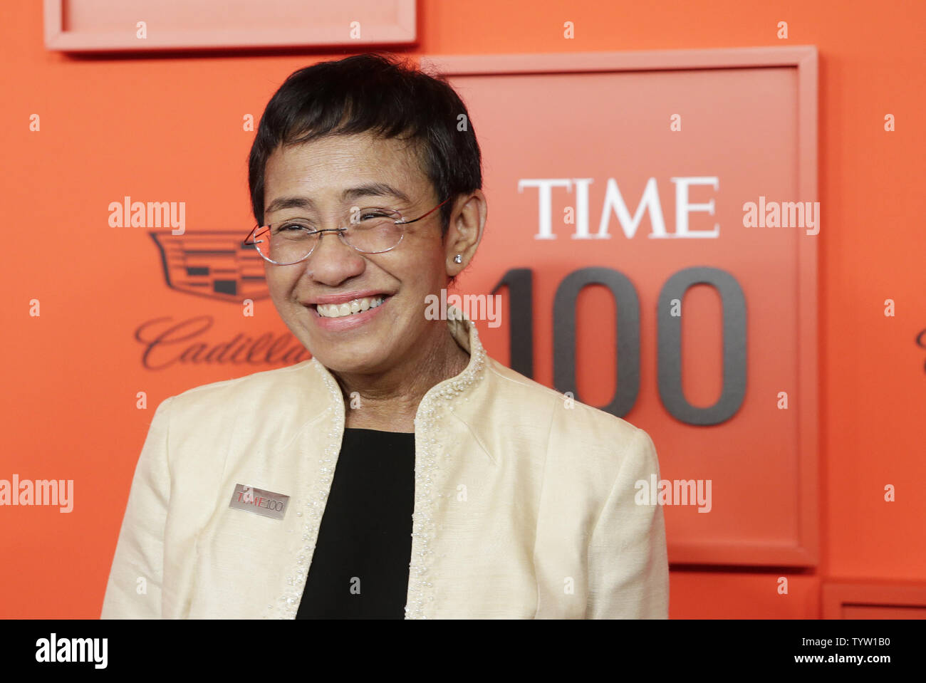 Maria Ressa arrives on the red carpet at the 2019 Time 100 Gala at ...