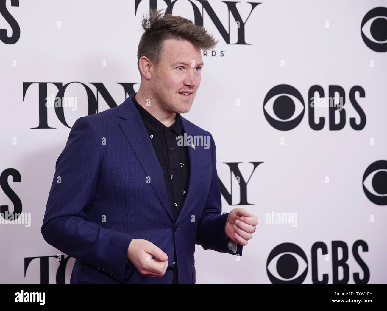 Eddie Perfect arrives on the red carpet at The 73rd Annual Tony Awards ...