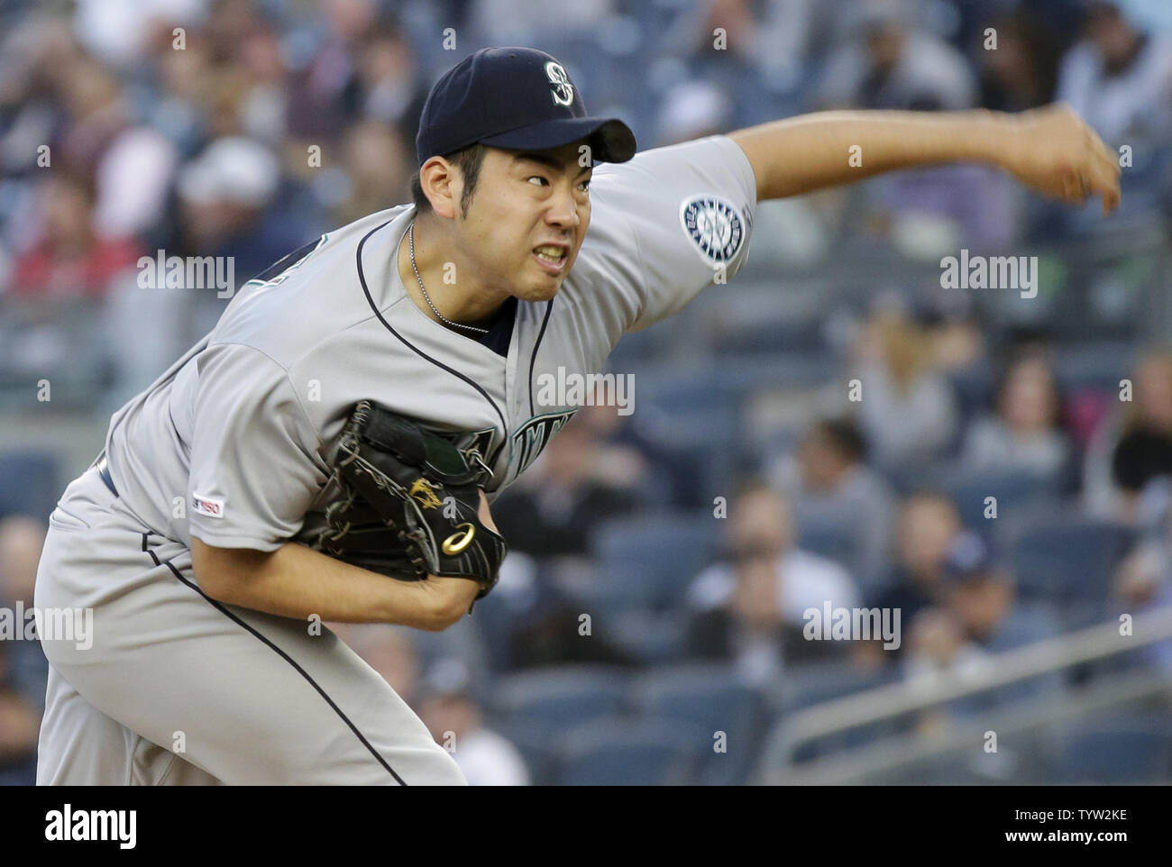 Seattle Mariners starting pitcher Yusei Kikuchi throws a pitch in the ...