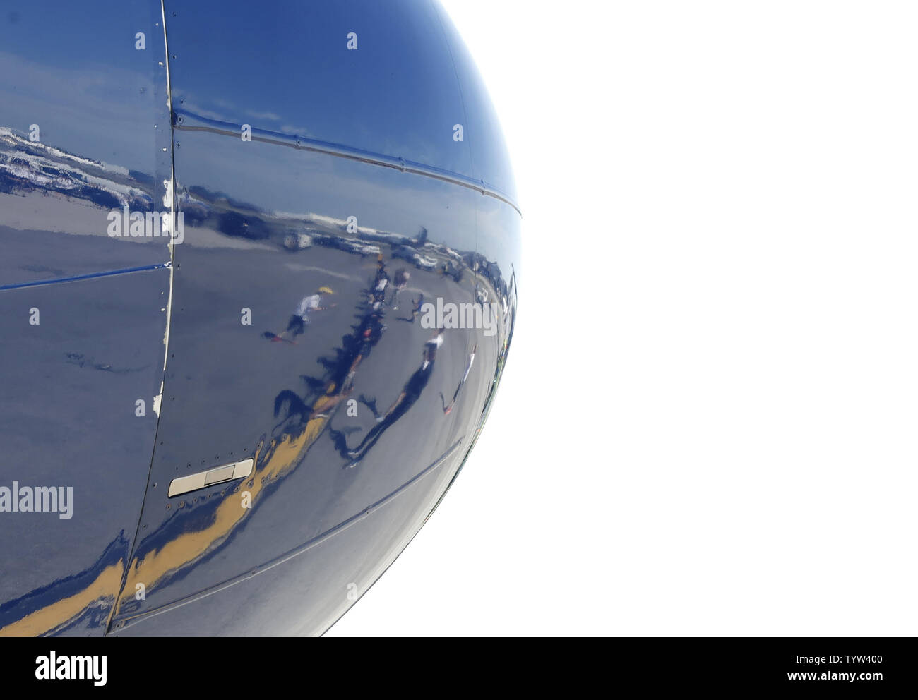 Teams pull an Airbus 320 aircraft when JetBlue Airlines hosts a Plane ...