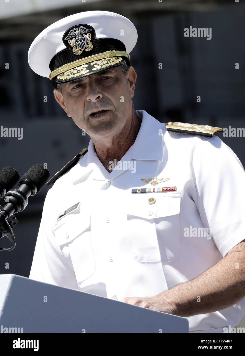 Admiral Bill Moran, USN, vice chief of naval operations speaks during ...