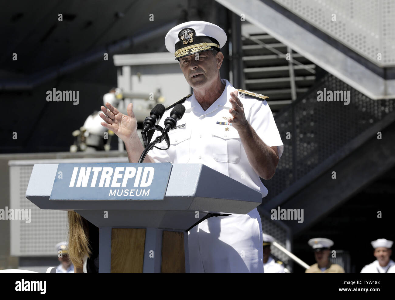 Admiral Bill Moran, USN, vice chief of naval operations speaks during ...