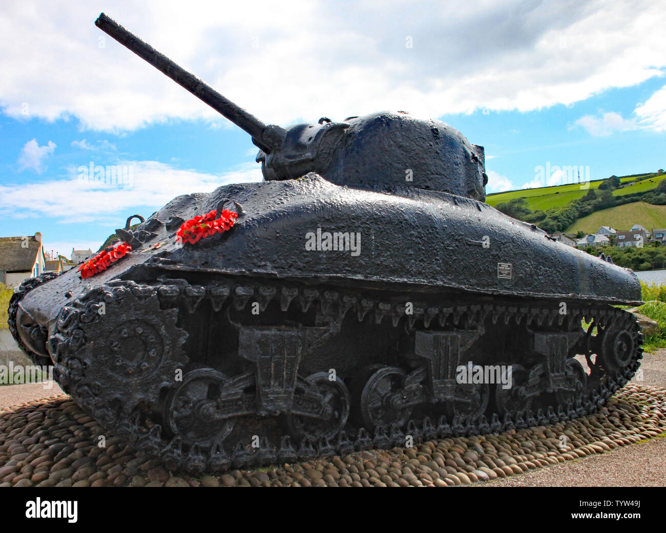 The Sherman tank at Slapton sands in Devon. It was sunk in action ...